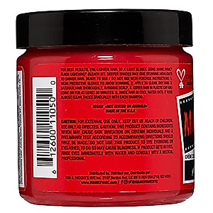 MANIC PANIC Red Passion Hair Dye – Classic High Voltage - Semi Permanent Hair Color - Glows in Blacklight - Medium Strawberry Red Shade With Pink Tint - Vegan, PPD & Ammonia Free - For Coloring Hair
