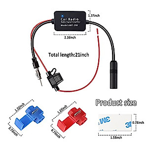 Hidden Car Antenna Booster Amplifier Strengthen 25db,Universal 12V FM AM Radio Antenna Adapter for Car Stereo,Audio,Radio,Media,Head Unit Receiver