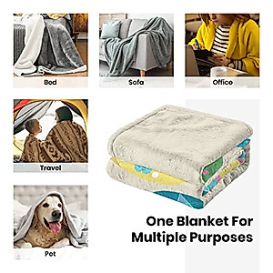 FJPT Happy Easter Colorful Eggs Throw Blanket Flannel Fleece Spring Cute Blankets Soft Luxury Cozy Warm for Living Room Bedroom Sofa Couch (40" x 50")