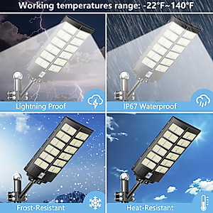 Vzyhik 5000W Solar Street Lights Outdoor,7000K 480000LM Outdoor LED Street Light Dusk to Dawn, LED Wide Angle Lamp with Motion Sensor and Remote Control, for Parking Lot, Yard, etc.2-Pack
