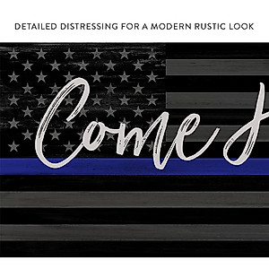 Come Home Safe, Police Officer Sign | 10x20 Black Framed Ready-To-Hang Canvas Wall Art, Law Enforcement Thin Blue Line Print