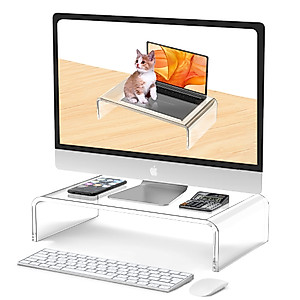 Beimu Acrylic Monitor Stand Riser Computer Monitor Riser Computer Monitor Stand or Holder Clear Monitor Stand Acrylic Laptop Stand Acrylic Monitor Riser White Monitor Stand Acrylic Computer Stand