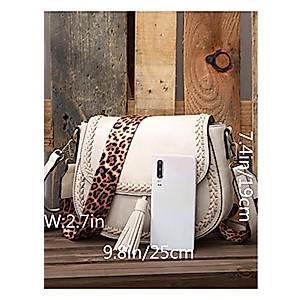 YAQUNICER Women Retro Crossbody Handbag Saddle Tassel Satchel Purses Shoulder Bag-Off White