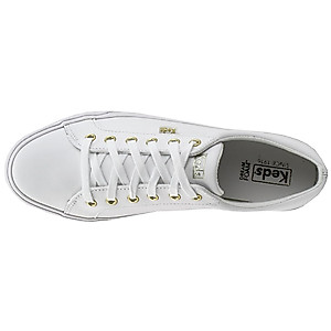 Keds womens Jump Kick Leather Sneaker, White/Gold, 9.5 US