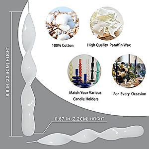 White Twisted Candlesticks Spiral Taper Candle Handmade Candles Sticks for Wedding Celebration Anniversary Church