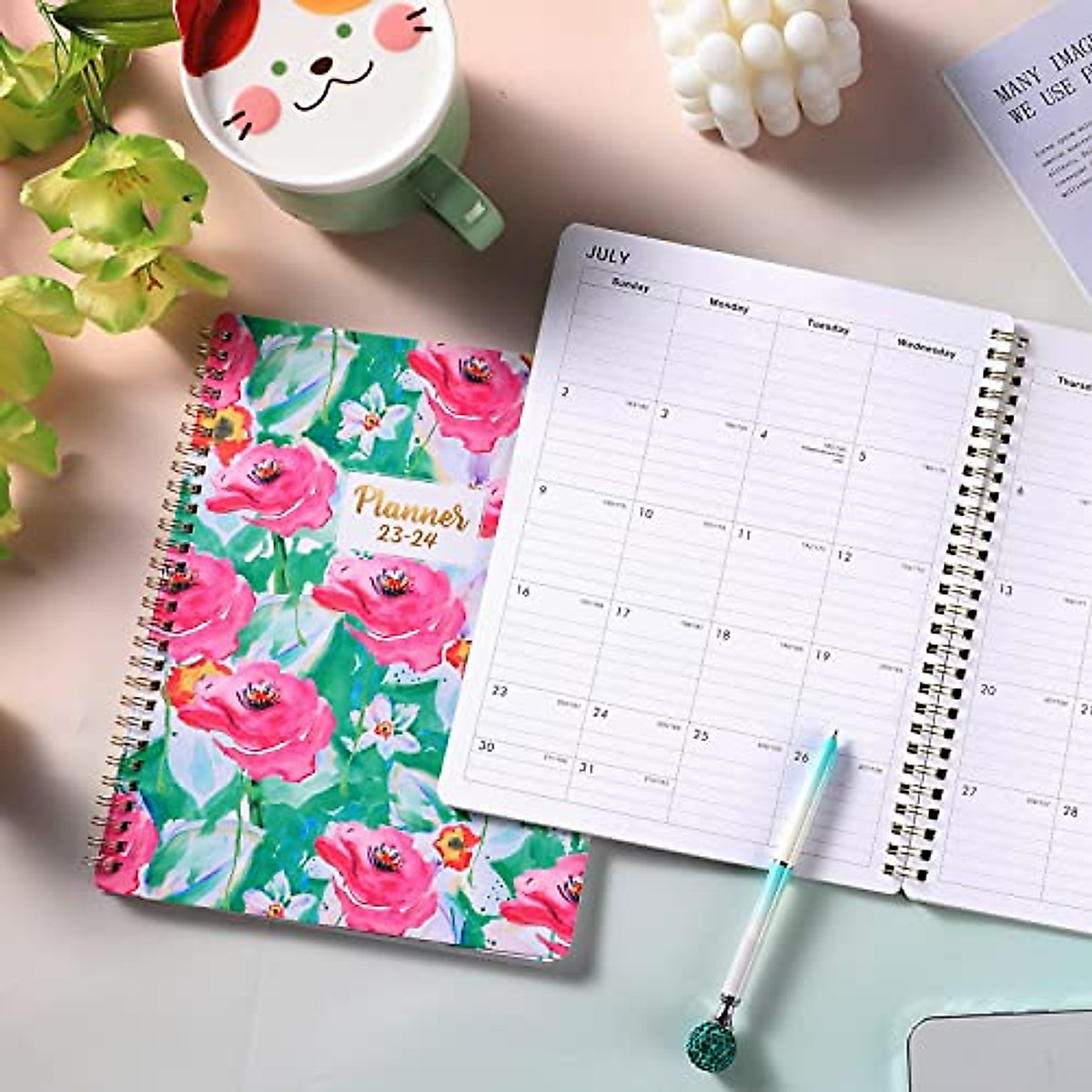 Planner 2023-2024 - July 2023-June 2024, Academic Planner 2023-2024, Weekly & Monthly Planner, 8" x 10", 2023-2024 Planner with Twin-Wire Binding, Thick Paper, Check Boxes, Printed Monthly Tabs,