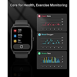 Smart Watch for Men Women (Answer/Make Call), 1.8" Touch Screen Activity Trackers for Android iPhone Compatible with Alexa Built in, Fitness Heart Rate Blood Oxygen Sleep Monitor, IP68 Waterproof