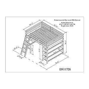DEYOBED Full Size Wooden Loft Bed Frame with Under-Bed Desk and 4-Tier Storage Shelves - Smart Space-Saving Solution for Teens and Kids' Bedrooms