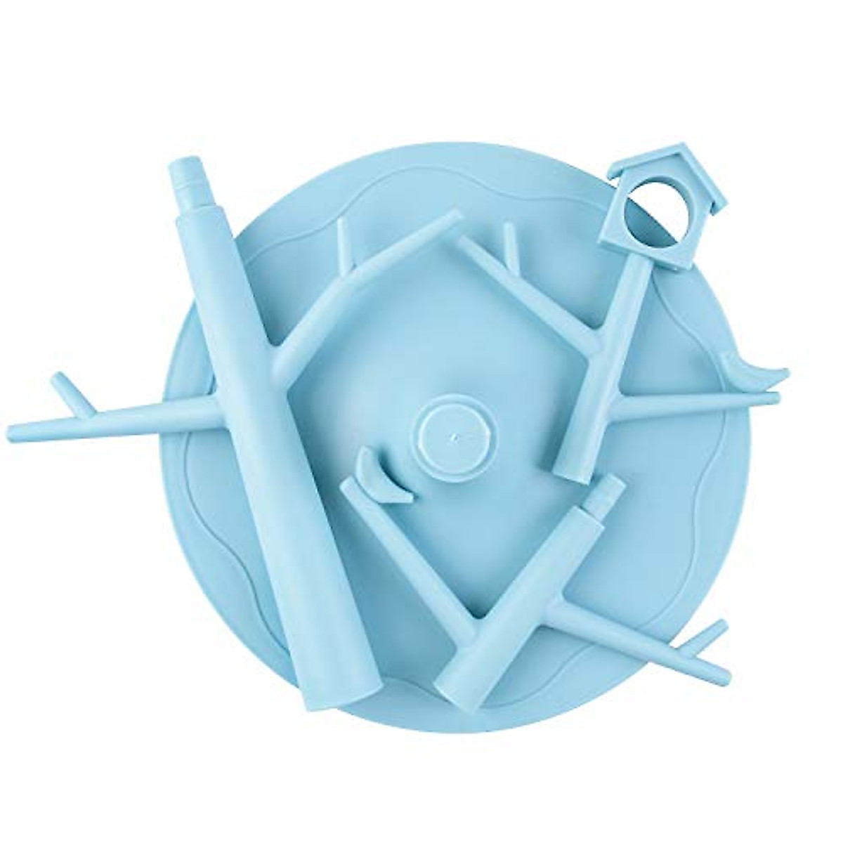 World Backyard 6 Mugs Holder Tree Cups Hanging Stand (Blue with Bird & House Sign)