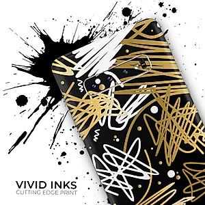 DesignSkinz Gold and Black Squiggly Protective Vinyl Decal Wrap Skin Cover Compatible with The Samsung Galaxy S20 (Screen Trim & Back Glass Skin)