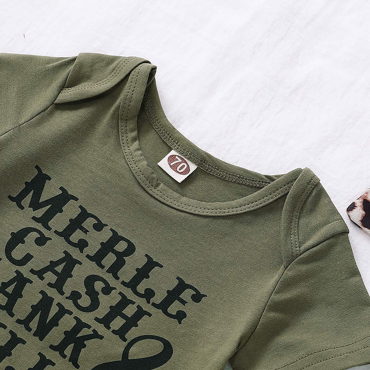 Happy Town Toddler Girls Baby Girls Leopard Sets Long Sleeves Romper +Flare Pants Infant Winter Fall Outfit (short sleeve sets, 3-6 Months)