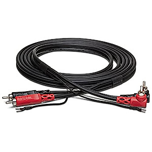 Hosa CRA-202DJ Dual RCA to Dual Right Angle RCA with Ground Wire Stereo Interconnect Cable, 2 Meters, Speaker