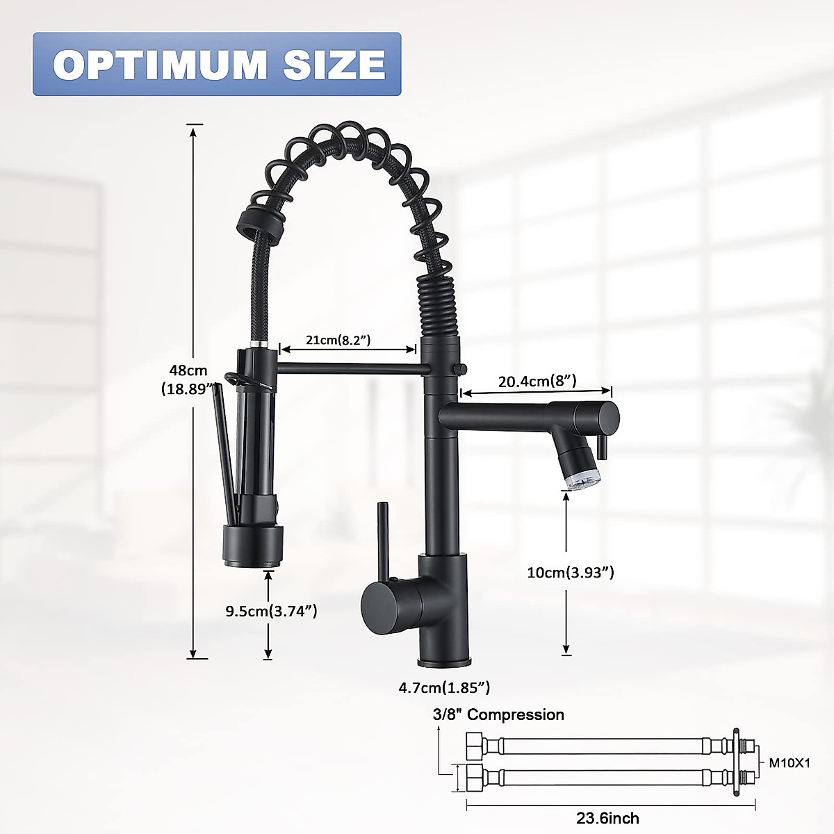 NeierThodore Kitchen Faucet with LED,Stainless Steel Single Handle Single Hole Kitchen Sink Faucet with Pull Down Sprayer,Spring Matte Black Kitchen Faucets