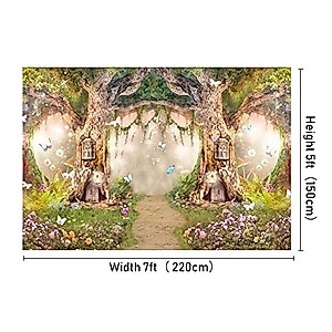 Leowefowa 7x5ft Vinyl Spring Backdrop Fairy Enchanted Flower Fairytale Forest Jungle Photo Background for Party Photoshoot Newborn Baby Kids Children Photography Studio Props Enchanted Forest Backdrop