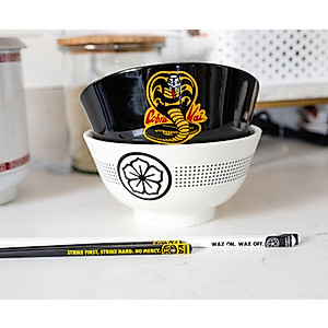 Surreal Entertainment The Karate Kid Cobra Kai and Miyagi-Do 18-Ounce Ramen Bowl Set with Chopsticks