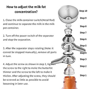 Minneer Electric Milk Cream Centrifugal Separator/Golden Plug 21Gal/H 80L/H 110V USA/Canada Make Cream Butter Milkshake Separator for Goats Cows Milk All Metal Parts(Golden)