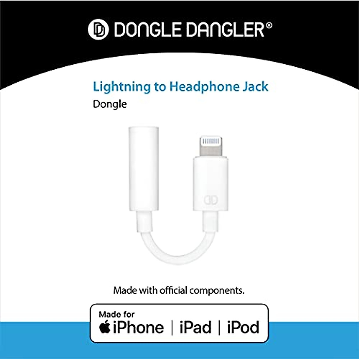 Dongle Dangler 3.5mm Headphone Jack Adapter - Works with iPhone -14/14 Pro/13/13 Pro/ 12/12 Pro Max/ 11/11 Pro/ 11 Pro Max/XS/XS Max/XR/X/ 8/8 Plus/ 7/7 Plus - MFi Certified Adapter (Cable-1 Pack)