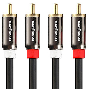 FosPower (2 Pack 2 RCA M/M Stereo Audio Cable [24K Gold Plated | Copper Core] 2RCA Male to 2RCA Male [Left/Right] Premium Sound Quality Plug - 6FT