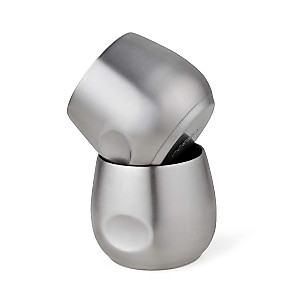 Kitchenexus Small Stainless Steel Espresso Cups 2pcs Set, 4oz Double Wall Insulated Unbreakable Stemless Tumbler Small Cup for Outdoor Events Picnics Party