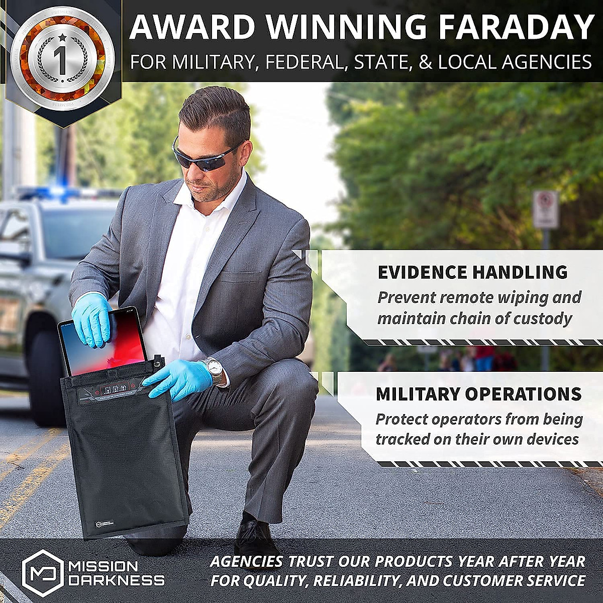 Mission Darkness NeoLok Non-Window Faraday Bag for Tablets (+ Secure Magnetic Closure) // Device Shielding for Law Enforcement & Military, Data Security, Anti-Hacking & Anti-Tracking Assurance