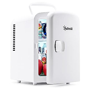 AstroAI Mini Fridge, 4 Liter/6 Can AC/DC Portable Thermoelectric Cooler and Warmer Refrigerators for Skincare, Beverage, Home, Office and Car, ETL Listed (White)