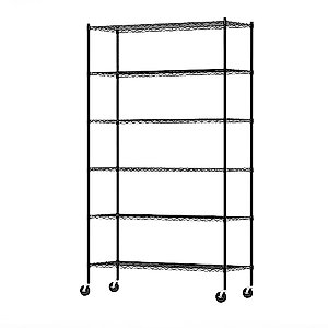 Furinno Wayar Metal Storage Shelf Rack, 6 Tiers, 48-Inch Taller, Black