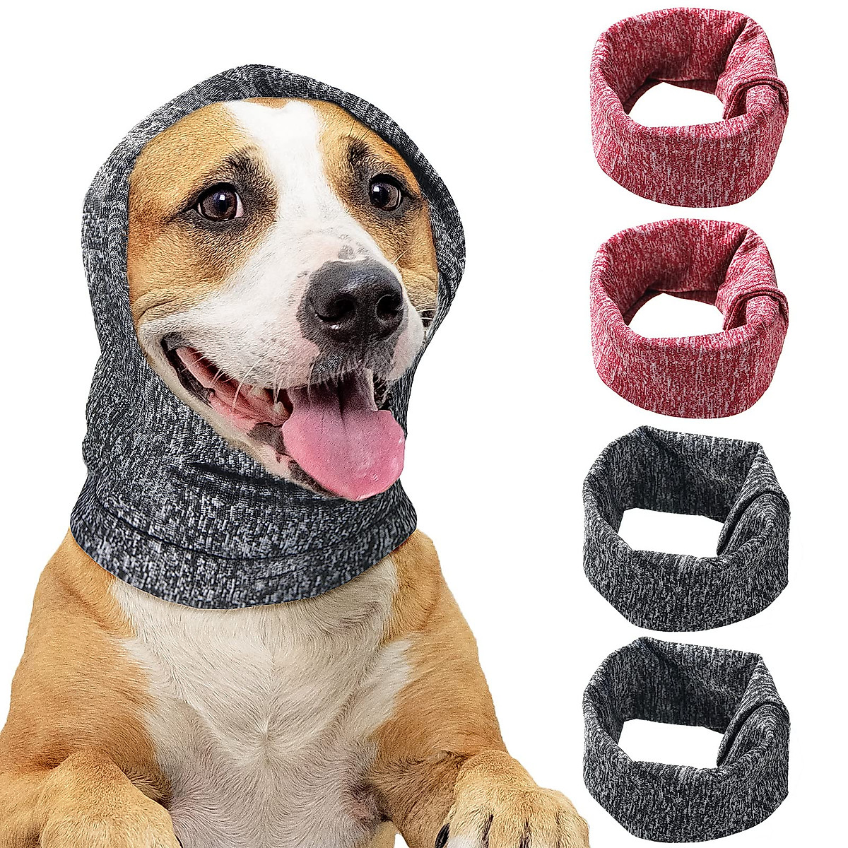 Saintrygo 4 Pieces Ear Wraps for Dogs Quiet Ears Dog Ear Cover Muffs Snood for Calming Dog Noise Protection, Dog Head Wrap Anti Anxiety Dog Hat Snood for Small Dog Cat Grooming Bathing (9-10 Inch)