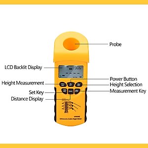 Ultrasonic Cable Height Meter Smart Sensor AR600E LCD Display 6 Cables 3-23m Measurement Ultrasonic Cable Height Meter Height Measuring Instruments