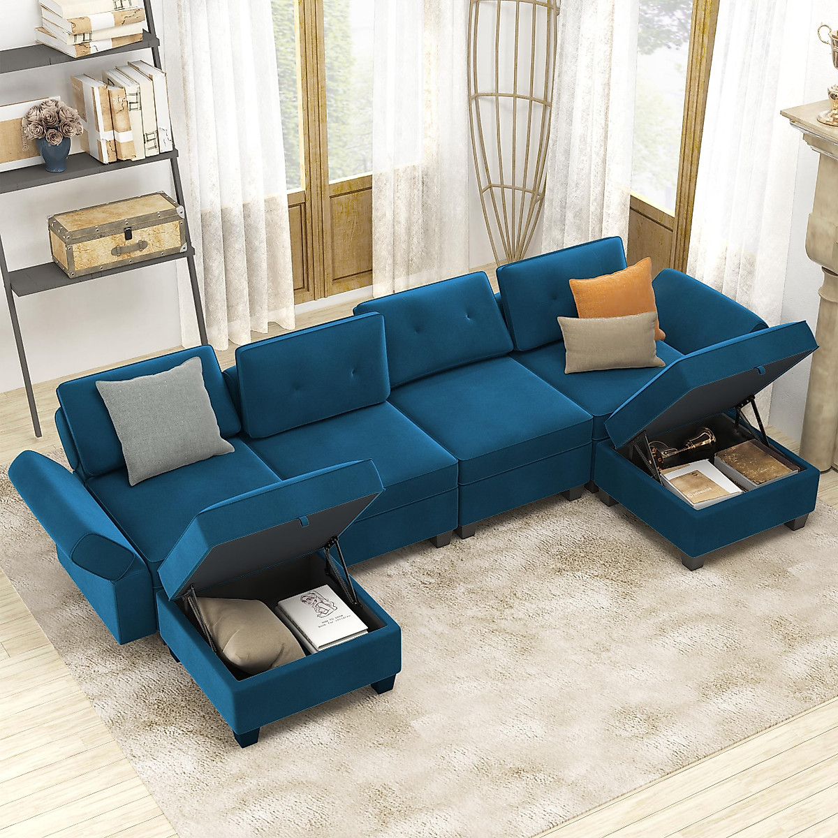SF002 Sectional, U Shape Sofa, Blue