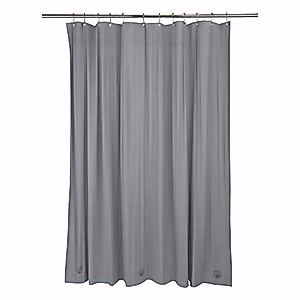 Bath Bliss Heavy Shower Curtain Liner, 12 Rust Resistant Metal Grommets, 3 Weighted Magnet Hem, Silver