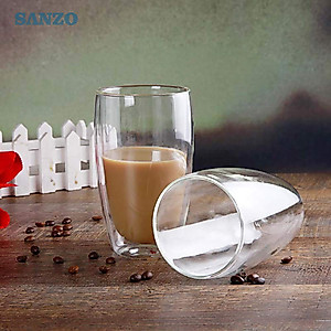 Insulated Double Wall Glass Cups 17oz,Clear Coffee Mug Set of 2 for Latte,Cappuccino,Tea,Coco, Hot Chocolate (Cappuccino Cups)