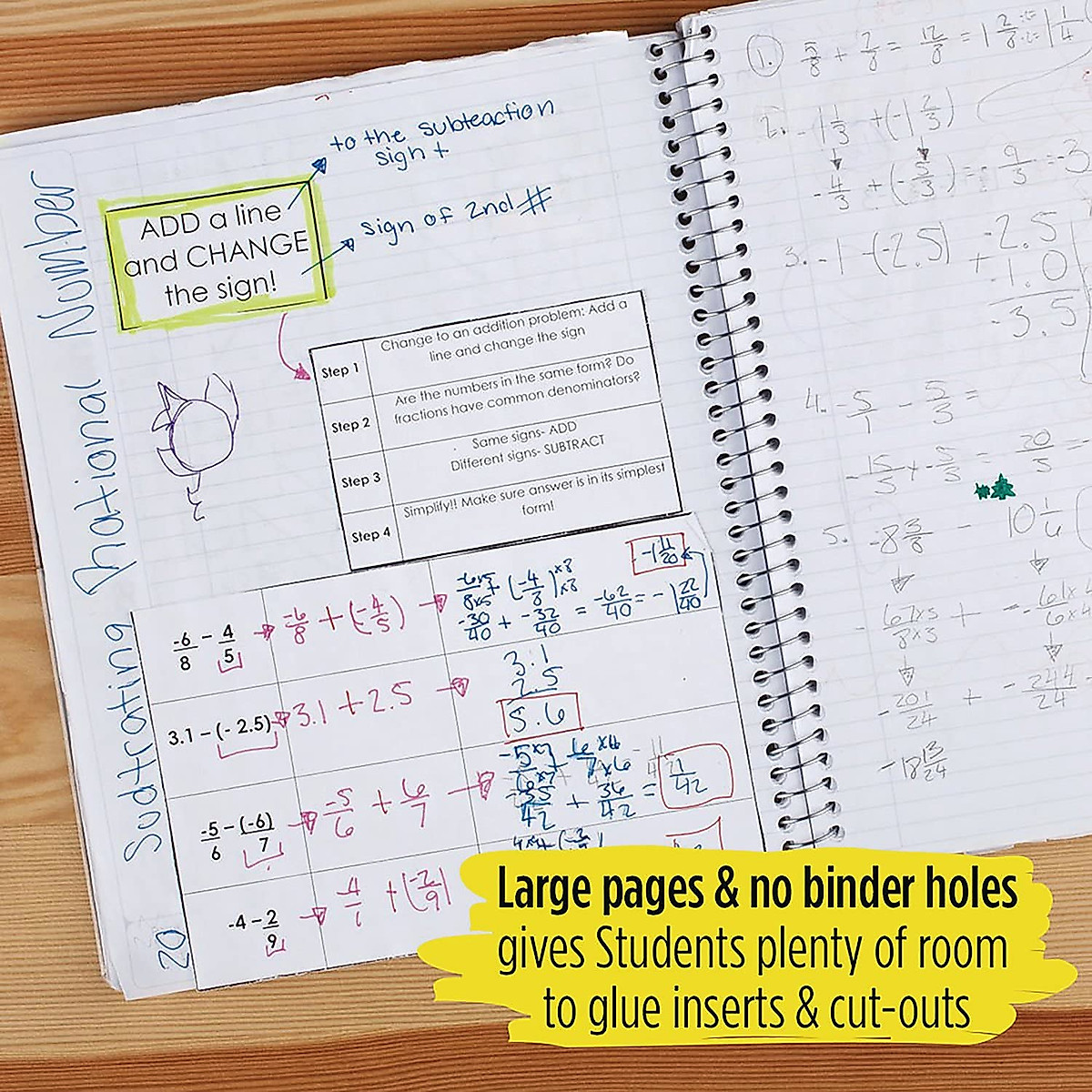 Five Star Interactive Notetaking Spiral Notebooks, 3 Pack, 1 Subject, College Ruled Paper, 11" x 8-1/2", 100 Sheets, Customizable Cover, Black, Green, Purple (820041-ECM)