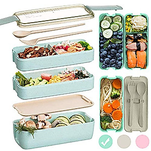 Edtsy Bento box for kids and adults with Dividers 1100 ml - Leakproof lunchbox with utensils - Lunch Solution Offers Durable, Leak-Proof, On-the-Go Meal and Snack Packing (Green)
