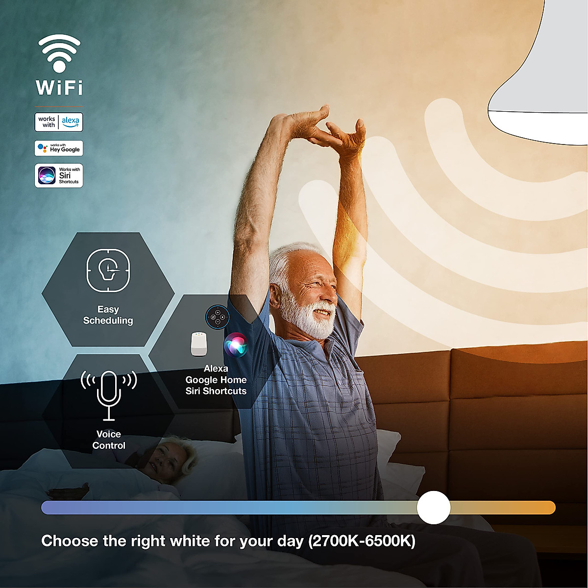 Sylvania WiFi LED Smart BR30 Light Bulb, 9W Efficient, Tunable White, 2700K - 6500K, for Alexa/Google Assistant/Siri Shortcuts, Energy Star, Frosted - 1 Pack (75804)