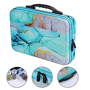VTYHYJ Diamond Painting Storage Case with Tools 70 Slots Diamond Art Accessories Kit Shock-Proof Carrying Bag Container with Round and Square Beads Organizer, Funnel, Tays, Pens (Light Green)