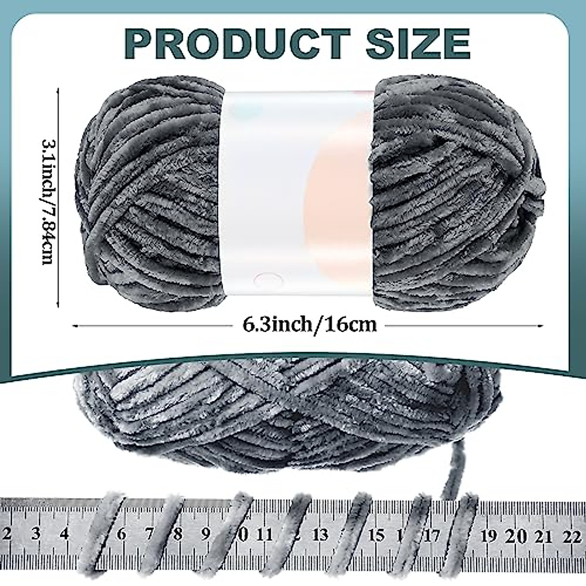 Xinnun 12 Skeins Plush Yarn, Thick Chenille Yarn, Soft Blanket Velvet Yarn for Knitting DIY Craft Total Length 1116 Yards, Fluffy Yarn for Crocheting Sweater Shawl Toy, 3.5 Oz/Skein (Simple Color)