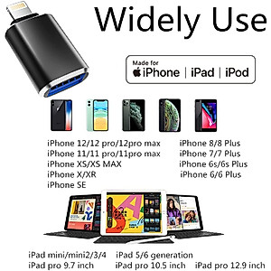 (Apple MFi Certified)Lightning Male to USB3.0 Female Adapter OTG Cable,2 Pack Portable USB Camera Adapter OTG Data Sync Cable for iPhone13/12/11/Xr/X/XS/8/7/Card Reader/Flash Drive/Mouse/MIDI Keyboard