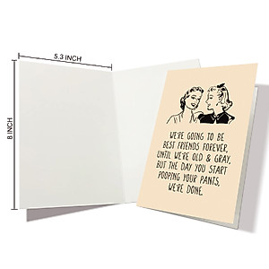 Nchigedy Funny Birthday Card for Best Friend, Humorous Friendship Card for Her, Hilarious Pooping Pants Friend Card for Bestie