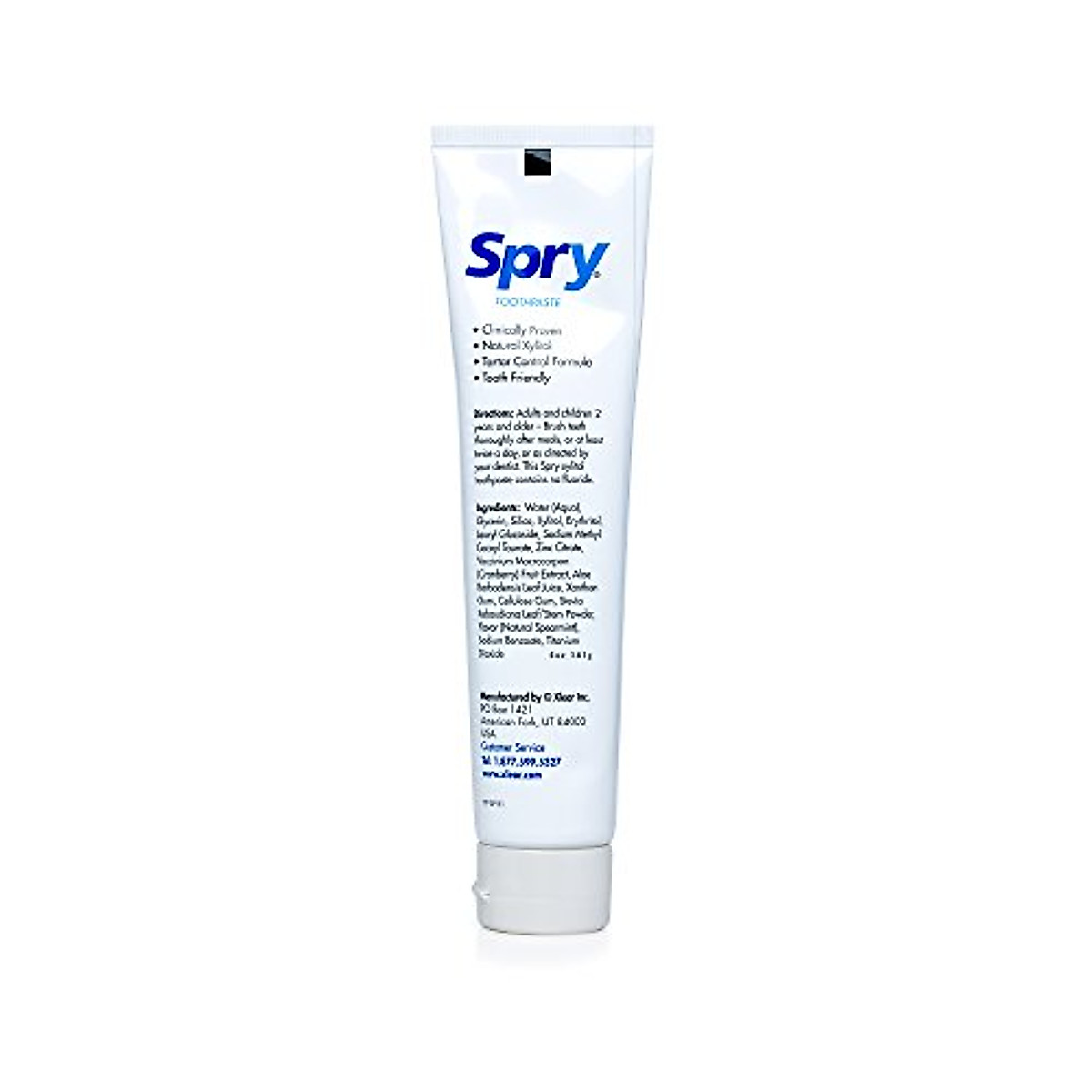 Spry Xylitol Toothpaste, Fluoride-Free, Natural Spearmint, Anti-Plaque and Tartar Control, 5 oz