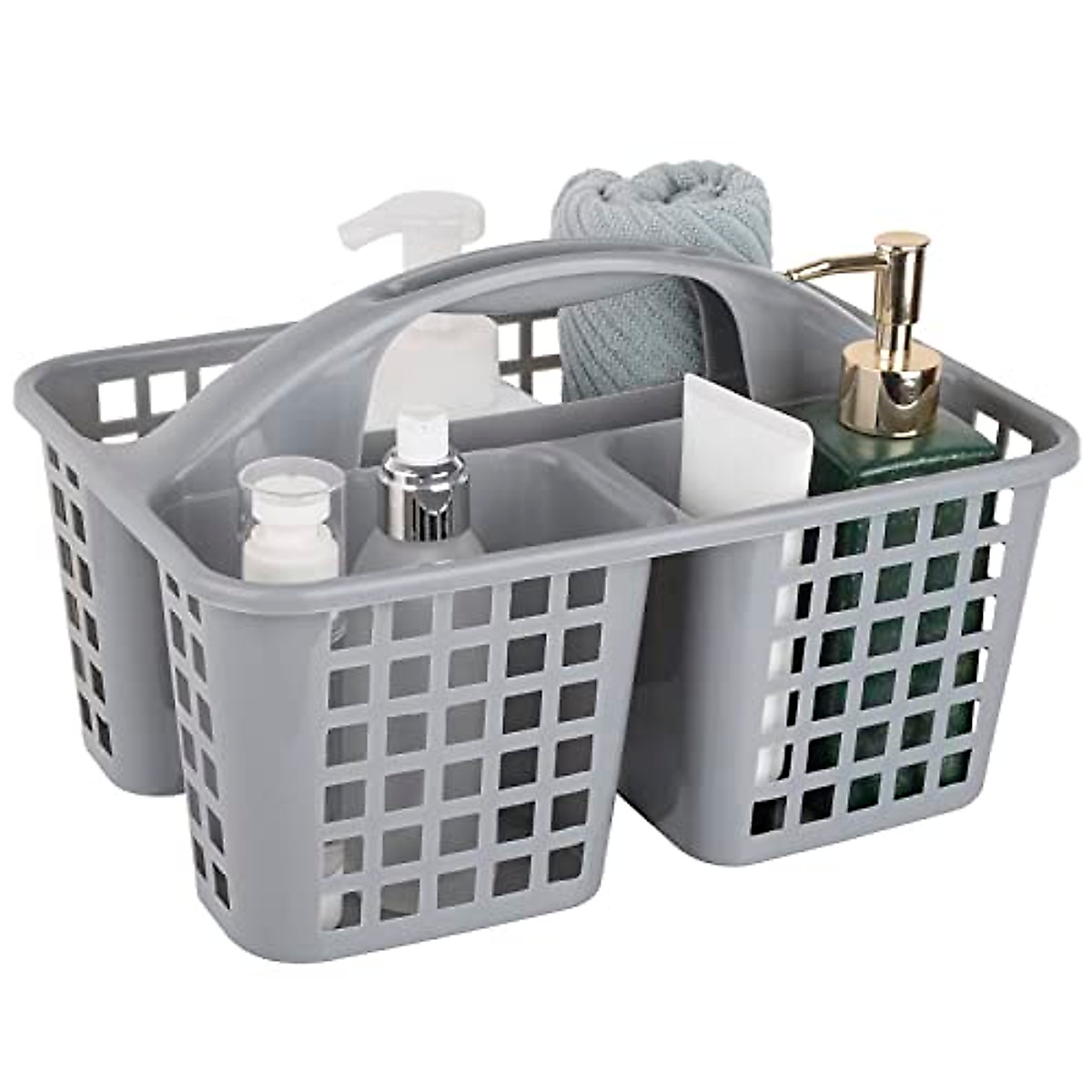 Andmey Cleanning Caddy Basket Plastic Storage Shower Caddy Bucket with Handle for Garden, Cleaning Supplies, Gray