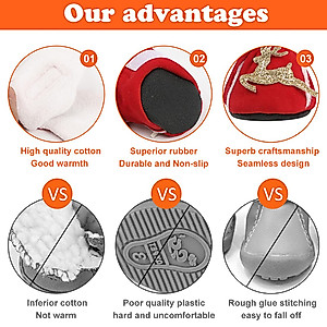 Kroiuain 2 Pairs Santa Red Detachable Closure Christmas Puppy Cute Dog Winter Shoes Boots (L)