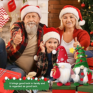 Ndeno 2PCS Christmas Gnome Plush Decorations, Red Handmade Scandinavian Tomte - Christmas Home Tabletop Elf Gnomes Decor Ornaments 01 01