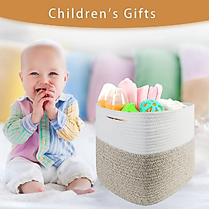 childishness ndup Woven Storage Cubes baskets for shelves，Baby Toy Basket for Shelves - Stylish Storage Baskets for Organizing, Laundry (Mixed Brown & off White)