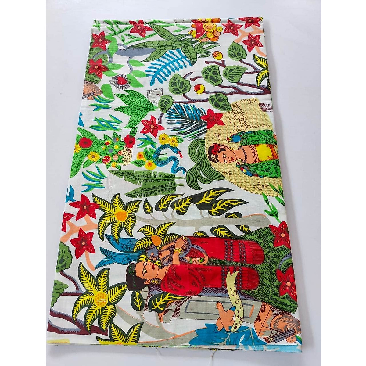 Kalap 5 Yard Indian Print Cotton Fabric by Yard Hand Block Print Cotton Fabric Indian Cotton Fabric Dress Making Unstitched Fabric (5 Yard White) (1 Yard)