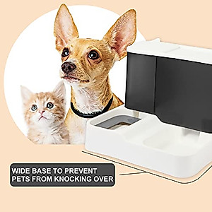 Anhixuse Automatic Cat Feeder,Dog Feeder,Pet Gravity Feeder,2 in 1 Gravity Cat Food and Water Bowl Set,Automatic Water Dispenser and Food Dispenser 2 in 1 for Small and Medium Dogs, Cats,Pets(Grey)