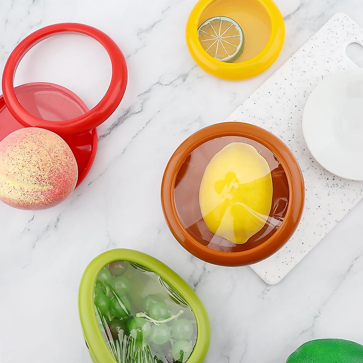 4 Pcs Avocado Saver, Avocado Storage Container with 30 Freezer Bags, Fruit Storage Containers for Fridge, Reusable Refrigerator Storage Box Fresh Stretch Pod for Vegetable Crispe