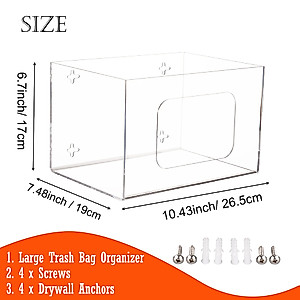 Aphbrada Extra Large Trash Bag Dispenser Roll Holder, Wall Mount Acrylic Kitchen Contractor Bag Garbage Bag Dispenser Roll Holder Under Sink Compatible with Costco Glad Trash Bag Organizer, Clear