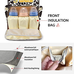 XOZOTY Diaper Bags Sunflower Cow Print Flower Brown Tote Bags Backpack with Name Mommy Nursing Baby Bags Gifts for Women Men