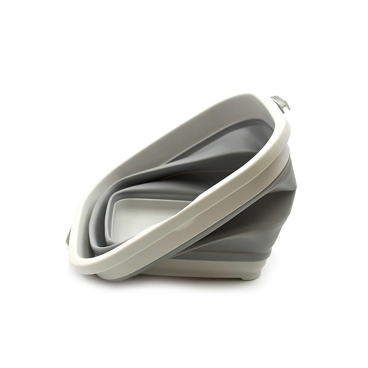 SAMMART Set of 2-11L (2.9 Gallon) Collapsible Rectangular Handy Basket/Bucket (2, Grey)