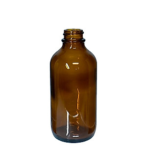 GlassBottleOutlet (Pack of 24) 4 oz. Amber Boston Round with Black Fine-Mist Sprayer